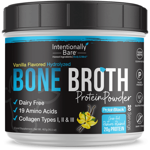 Vanilla bone broth powder Intentionally Bare